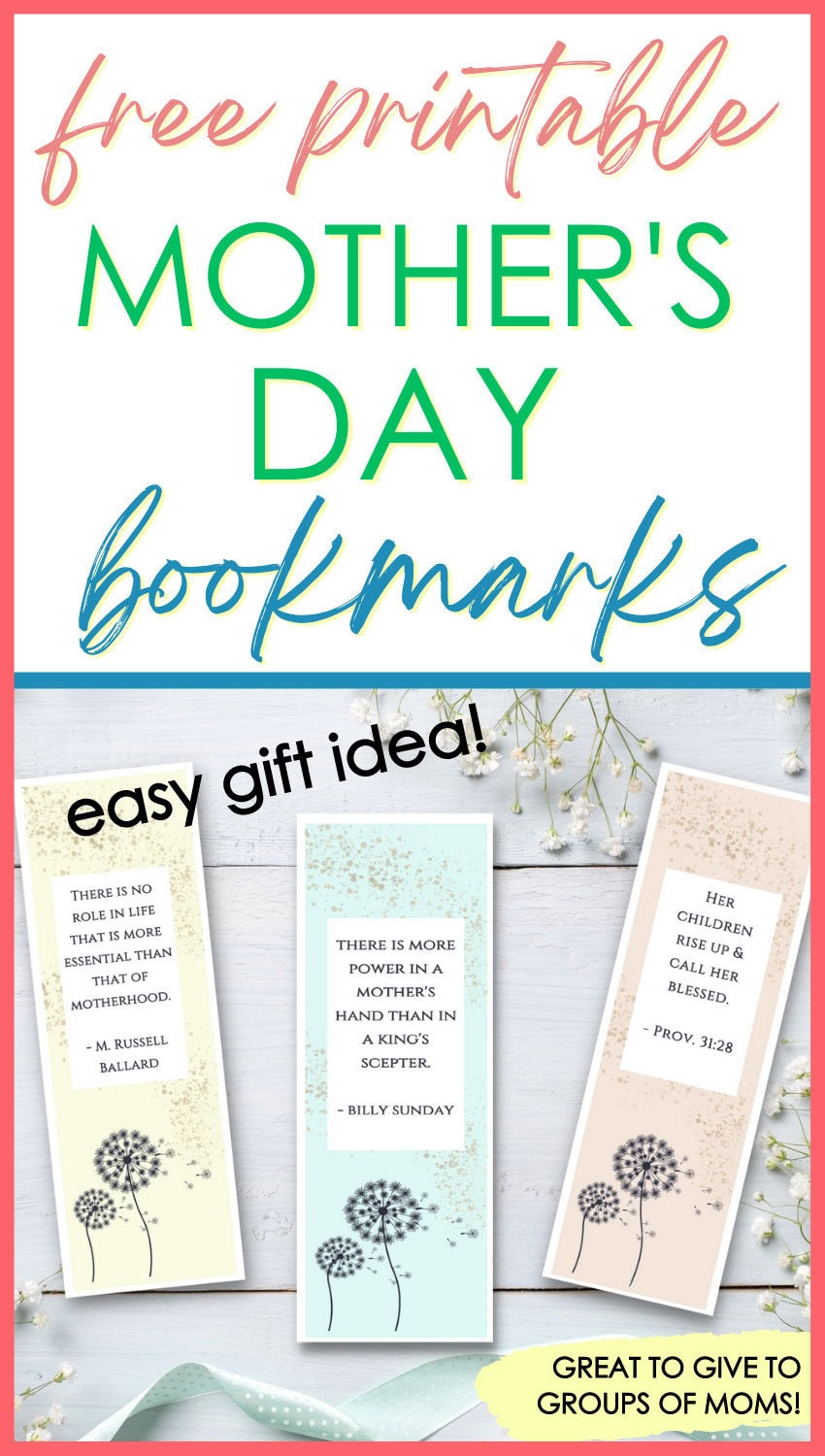 Pretty {& Free!} Printable Mother’s Day Bookmarks