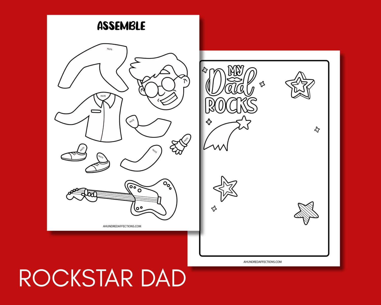 Father’s Day Printable Color & Cut Craft for Kids