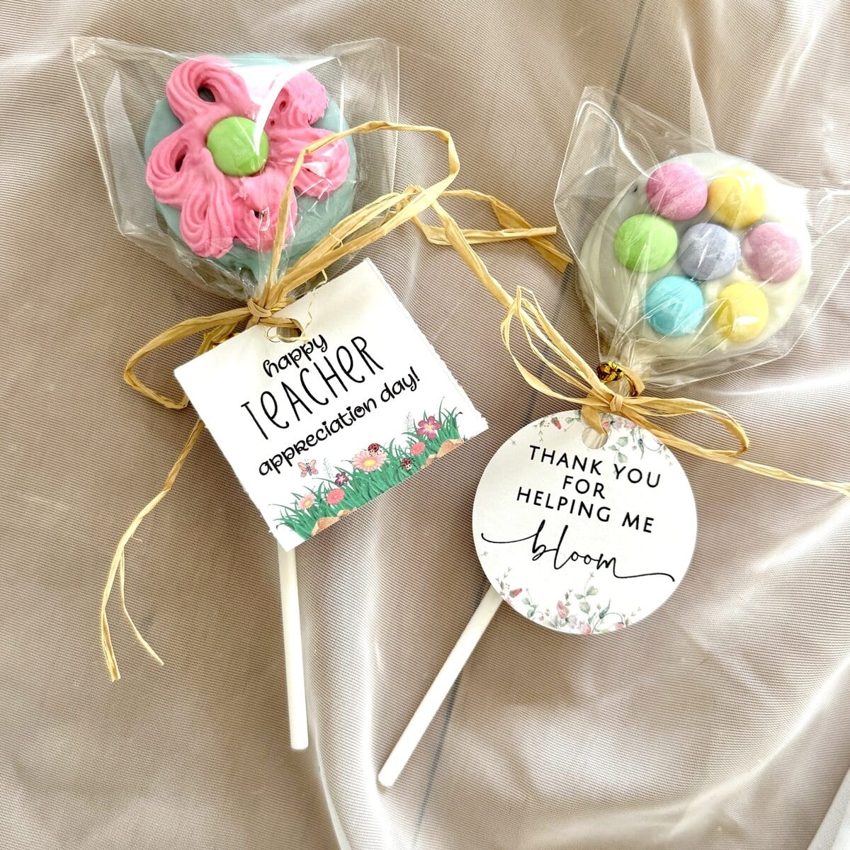 Teacher Appreciation Flower Oreo Pops (+ Free Tag)